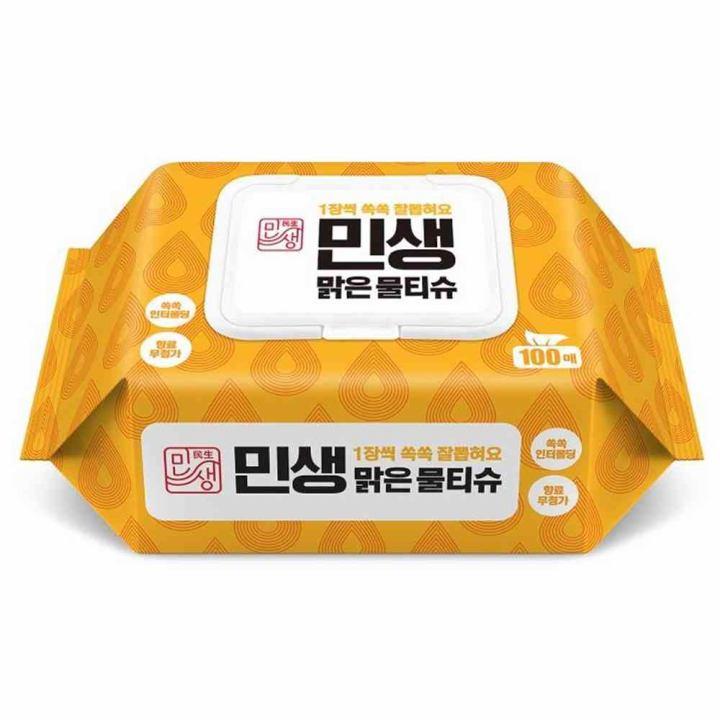 민생 맑은물티슈 캡형 100매 배민스토어